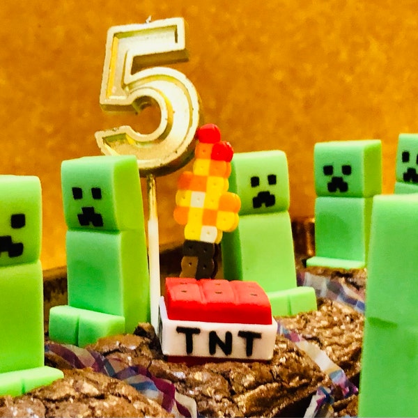 Minecraft Torch Cupcake/cake Toppers - Etsy