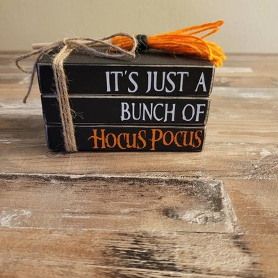 Halloween Mini Wood Book Stack/ Halloween Wood Book Stack/ Wood Books ...