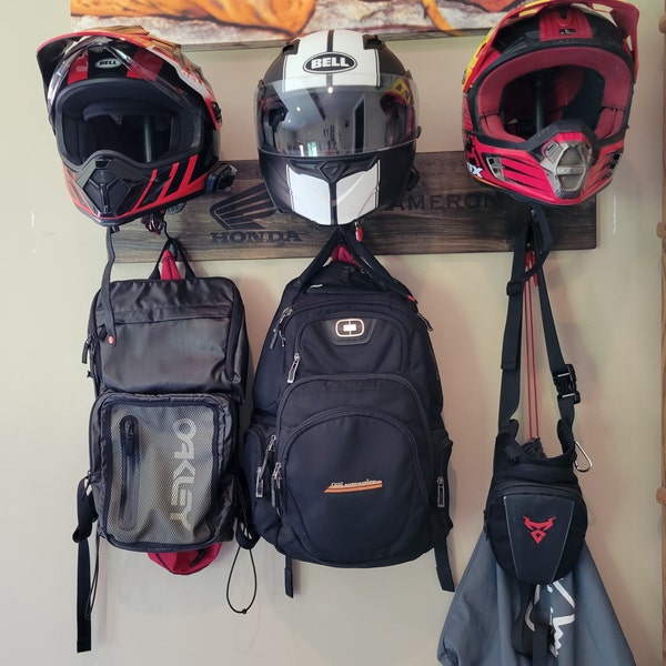 MOTORCYCLE Helmet Rack- Wall Decor- Storage- Coat and Jacket Rack - 1 ...