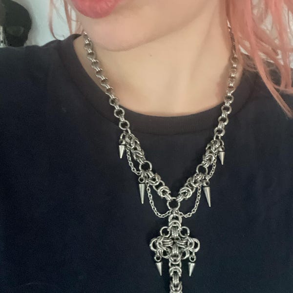 PIERCED 2 - Stainless Steel Chainmaille Choker Necklace Goth ...