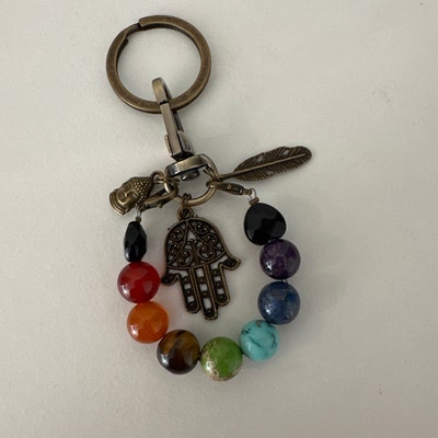 Seven Chakra Keyring Yoga Keychain Hamsa Hand Key Chain - Etsy UK