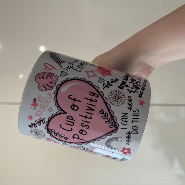 Cup of Positivity Mug PNG, 11oz Mug Wrap for Sublimation, Sublimation ...