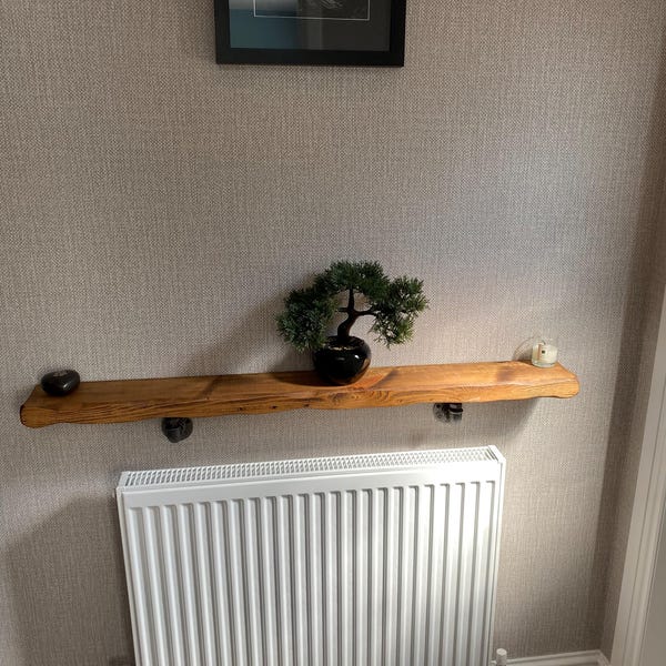 Reclaimed Solid Wood Radiator Shelf | Narrow Entryway Shelf | Reclaimed ...