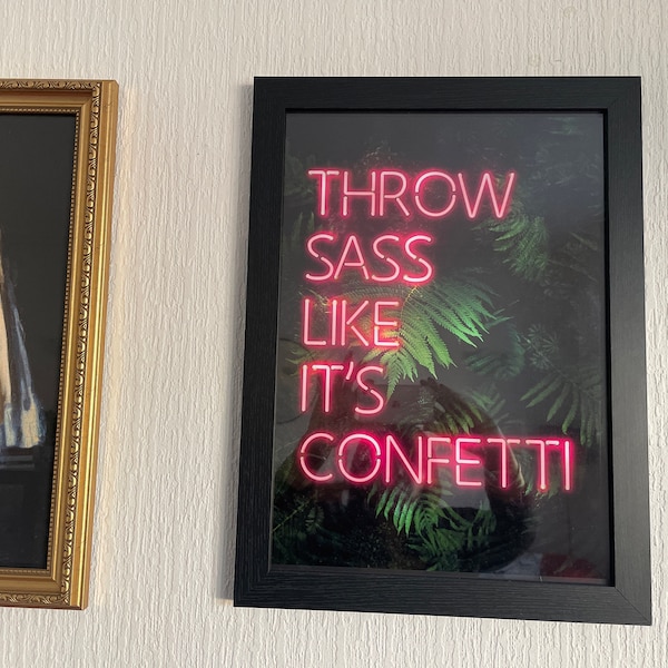 Personalised Pink Neon Art Print, Create Your Own Print, Custom ...