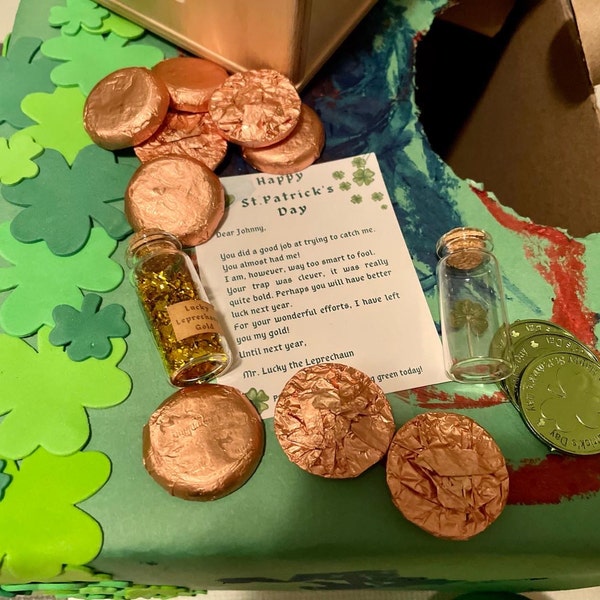 St Patrick's Day Leprechaun Letter With Lucky Gold and Coins Shamrock ...