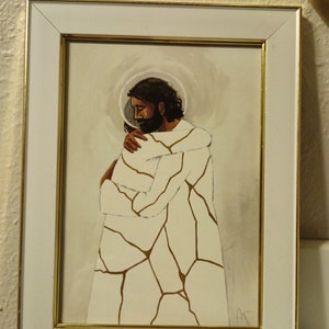 He Binds up the Broken Hearted, Kintsugi Christ, Jesus Christ Wall Art ...