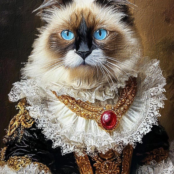 Renaissance Cat Portrait From Photo, Royal Cat Portrait, Cat Portrait ...