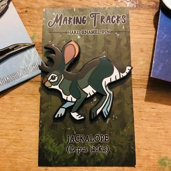 Jackalope Hard Enamel Pin | Jackalope Pin | Cryptid Pin | Art Deco - Etsy
