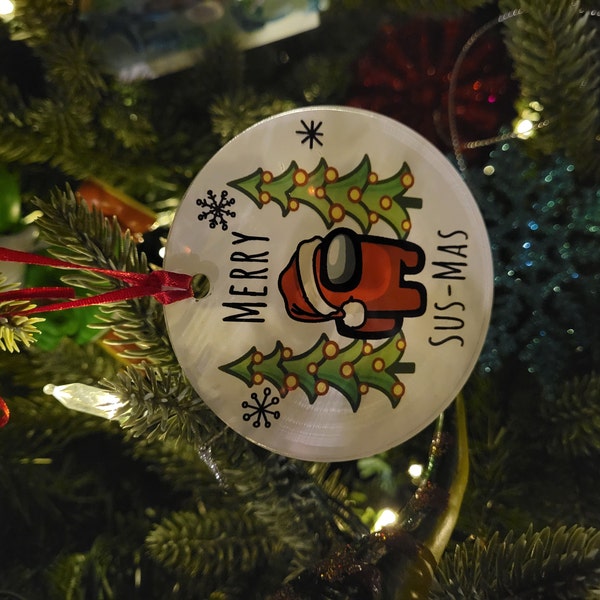 Among Us Merry Sus-mas Christmas Ornament, Among Us Gift Ideas, Among ...