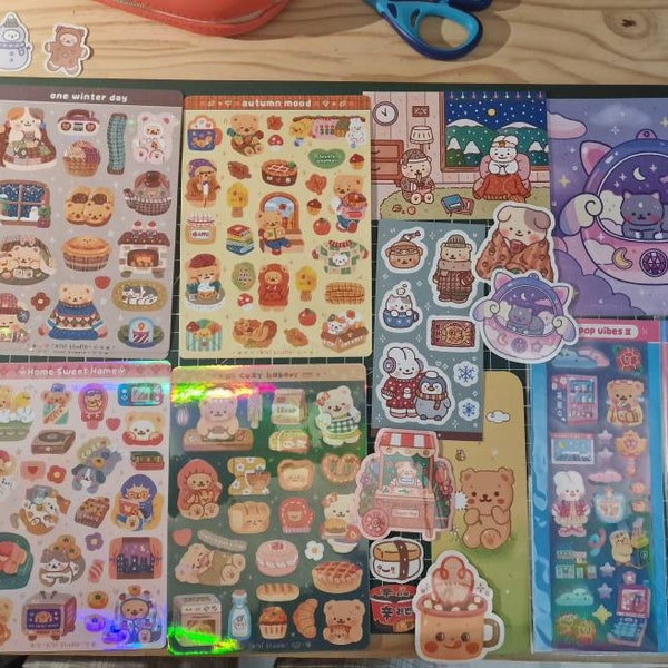 One Winter Day Sticker Sheet Cute, Kawaii, Aesthetic, Cozy, Bear ...