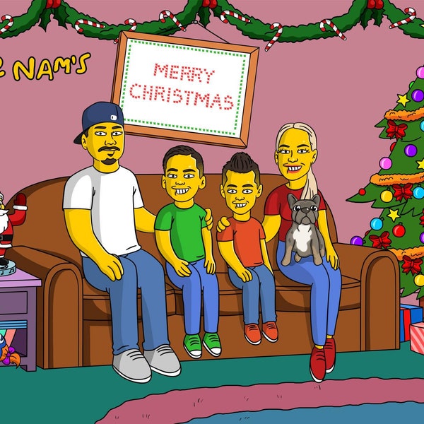 Simpsons Style Portrait for Boyfriend, Christmas Gift for Family ...