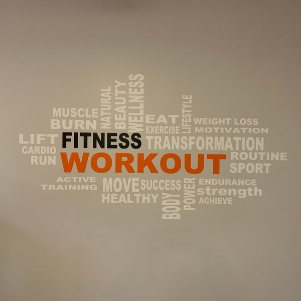 Home Gym Wall Decal Workout Collage Inspirational Decal Motivational ...