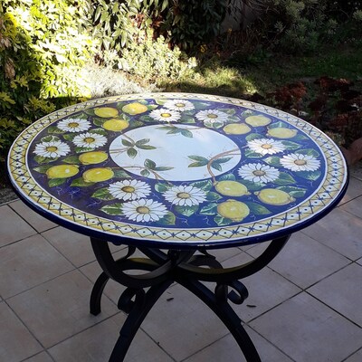 Italian Volcanic Outdoor Table With Positano Landscape Iron - Etsy