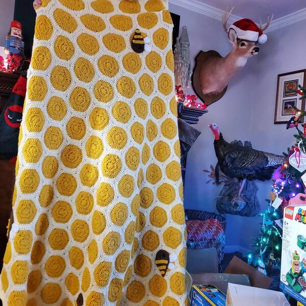 Hand Crocheted Baby Bumble Bee Baby Blanket Throw - Etsy