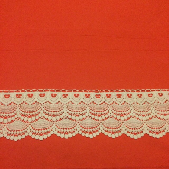 Antique White Cotton Lace Scalloped Trim Embroidered Fabric | Etsy