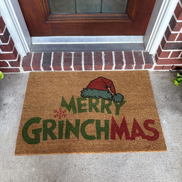 Merry Grinchmas, Coir Doormat, Funny Mat, Grinch Doormat, Christmas ...