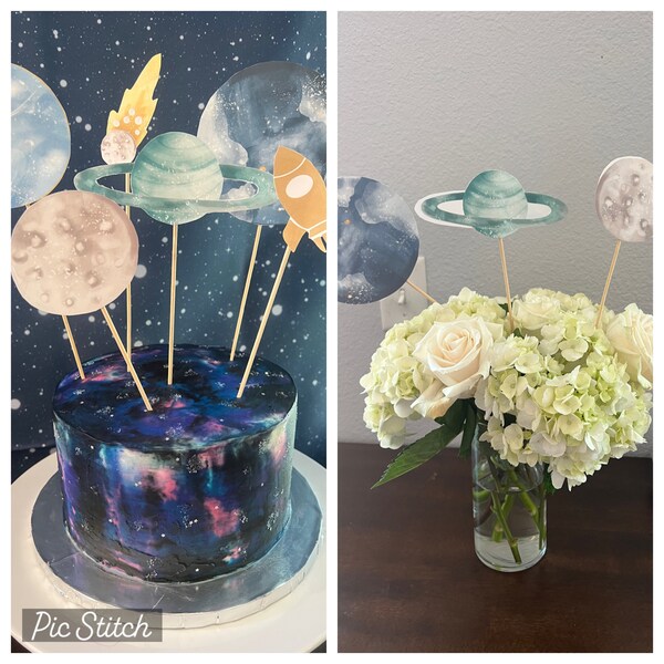 Printable Space Cake Topper Space Centerpieces Space Birthday Party ...