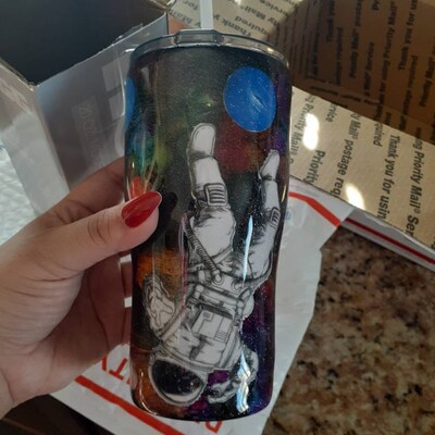 Astronaut Tumbler, Space Tumbler, Universe, Galaxy Glitter Tumbler ...