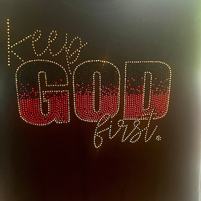 Keep God First Digital Rhinestone Template Ss10 Hotfix Rhinestones SVG ...