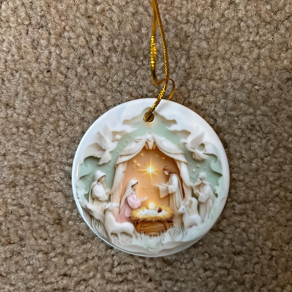 Pastel Nativity Ornament: Holy Family Keepsake, Christmas Decoration - Etsy