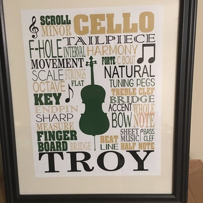 Cello Typography Poster, Cellist Wall Art, Cello Player Gift, Cello ...