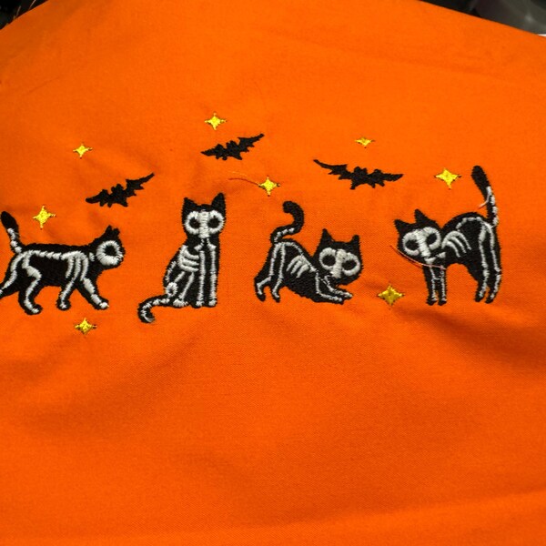 Skeletons Cat Embroidery Design. Four Halloween Ghost Cat Embroidery ...