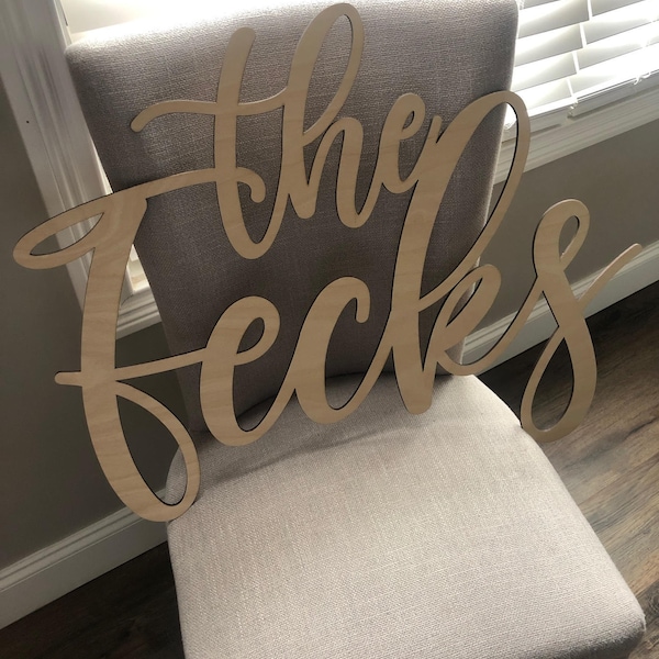 Last Name Sign | Custom Cursive Wooden Last Name Home and Wedding Decor ...