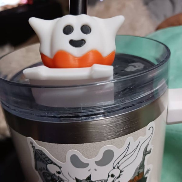 Pumpkin Ghost Straw Toppers. Cute Halloween Straw Buddy. Spooky ...