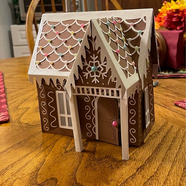 3D Gingerbread House SVG Cut File - 3D Paper Gingerbread House ...