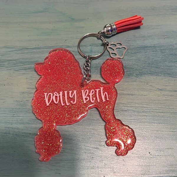 Customizable Poodle Keychain, Personalized Poodle Keychain, Poodle Mom ...