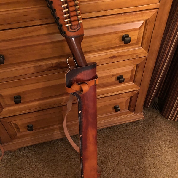 Mahogany Leather Model 94 Lever Action Rifle Scabbard, Rifle Carrier ...