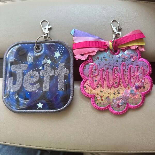 Personalize Fabric Bag Tag | Embroidered Glitter Name Shaker | Back to ...