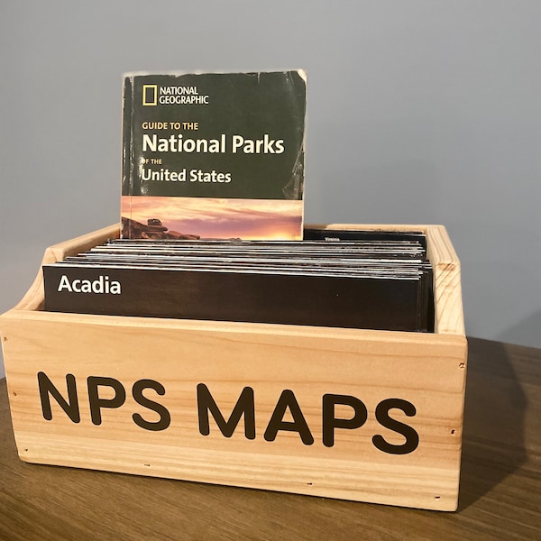 National Park Map Storage Box, Cedar Wood, Custom Vinyl Design, Travel ...