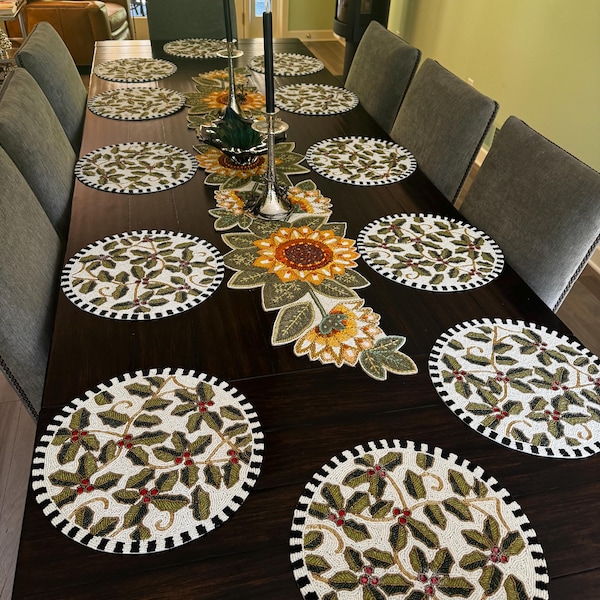 Handmade Pearls Beaded Table Runner, Matching Placemats and Coasters ...