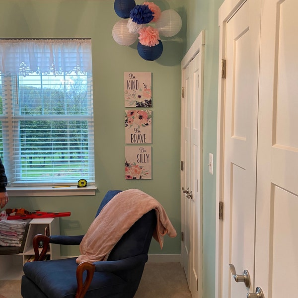 INSTANT DOWNLOAD PRINTABLE Art Baby Girl Nursery Decor Mint Blush Navy ...