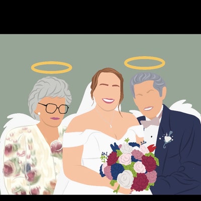 Custom Minimalist Wedding Portrait, Faceless Digital Art, Print Not ...