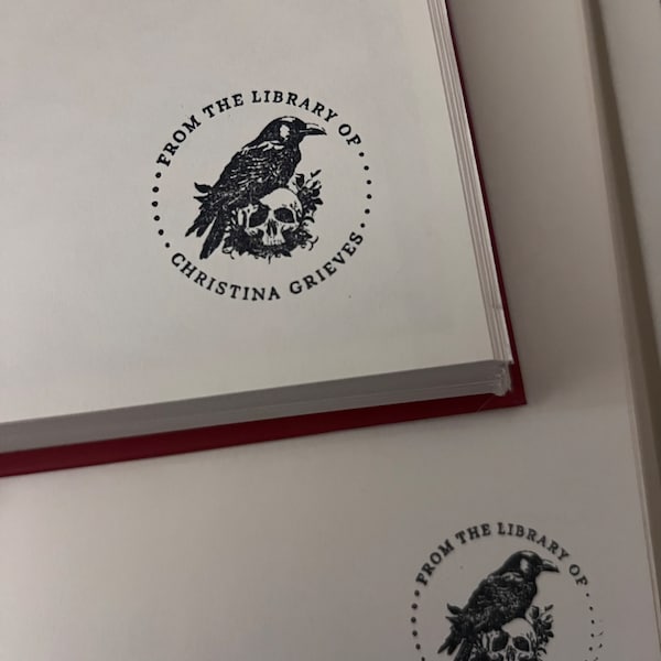 Raven & Skull Library Stamp: Vintage-inspired Bookplate Imprint ...