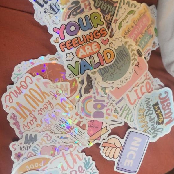 10-100 PCS Holographic Aesthetic Stickers, Boho Reflective Laptop ...