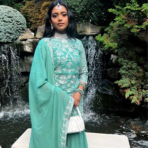 Peach Salwar Kameez Georgette Silk With Heavy Embroidery Work - Etsy