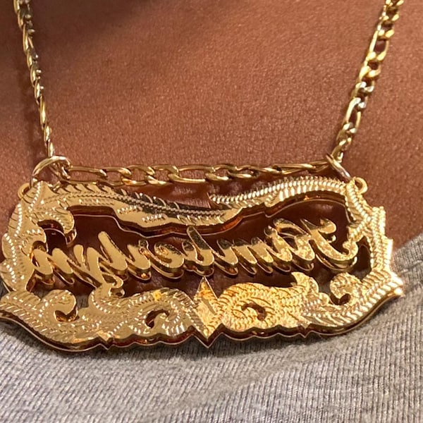 Double Plated Name Necklace | Nameplate Necklace | Custom Name Necklace ...