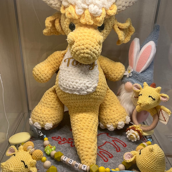 CROCHET PATTERN Dexter the Dragon Amigurumi Teether Rattle Toy Pattern ...