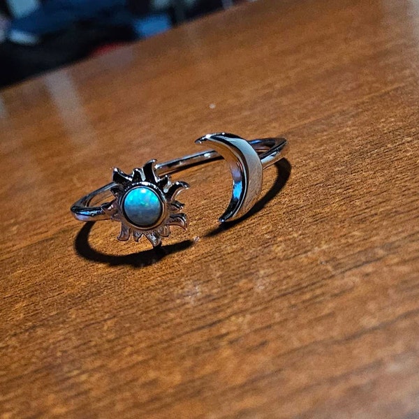 Sterling Silver Rotatable Planet Ring, Fidget Ring, Adjustable Size ...