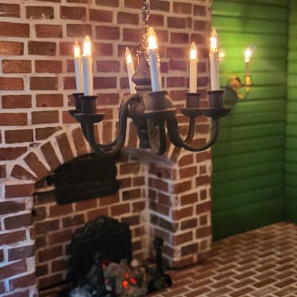 Robert Stubbs 1/12 Scale Chandelier, 10 Candles Wired 12 V for Dolls ...