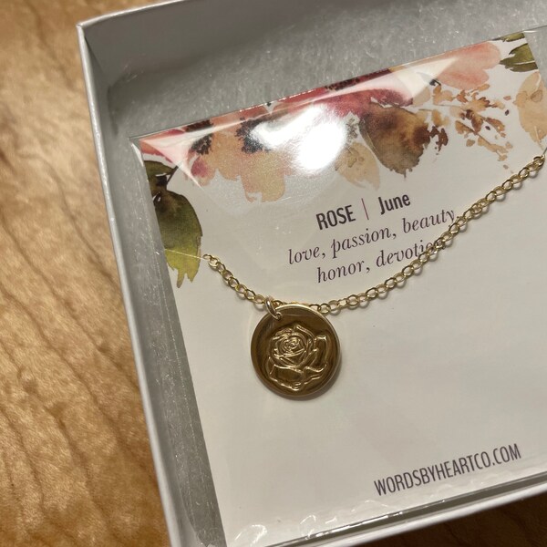 Dainty Silver, Gold, or Rose Disc Necklace. Birth Flower Necklace ...