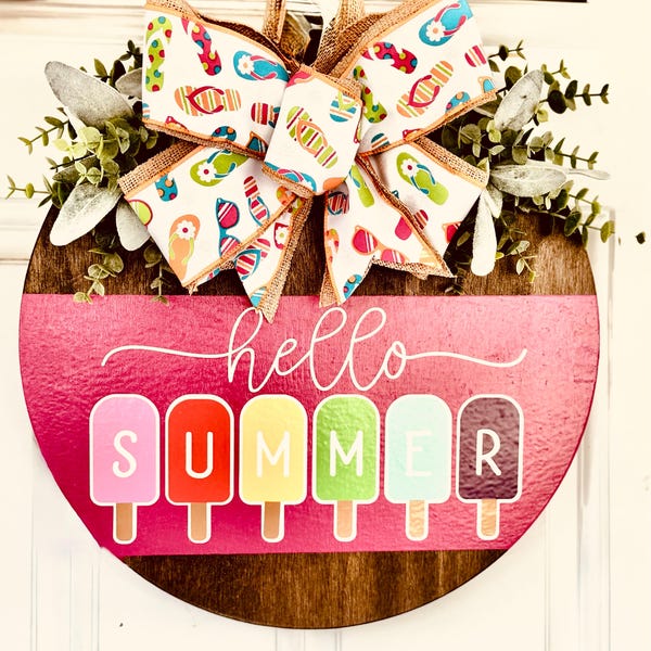 Summer Front Door Decor | Hello Summer | Popsicles | Summer Door Hanger ...