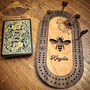 Wildlife Mini Cribbage Board Personalized With Custom Pegs Walnut ...