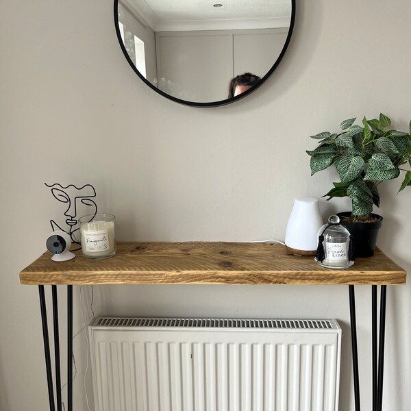 RUSTIC CONSOLE TABLE (narrow) - Radiator Cover, Recycled Scaffold Board ...
