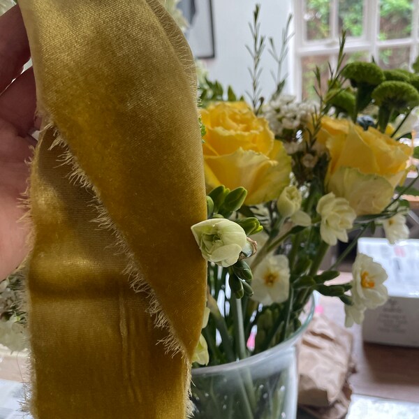 Chestnut Silk Velvet Ribbon Hand Dyed Silk Velvet Ribbon, Bouquet Silk ...