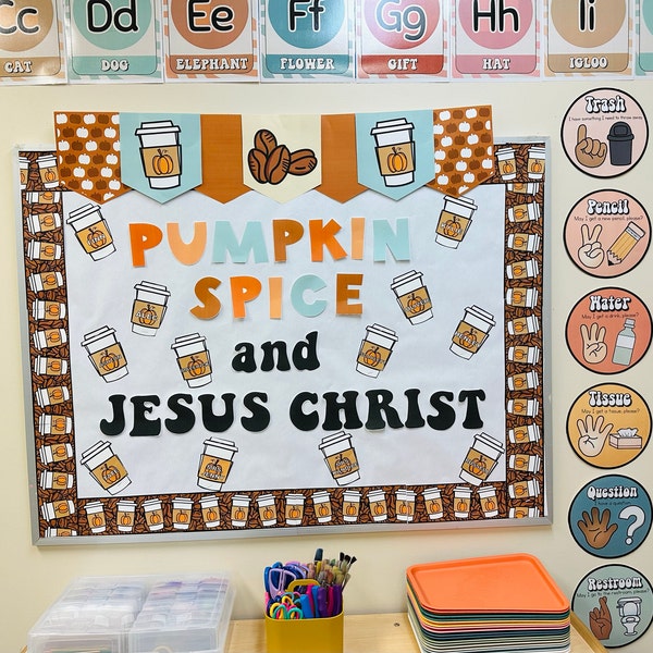 Pumpkin Spice Bulletin Board | Pumpkin Latte Bulletin Board | Digital ...