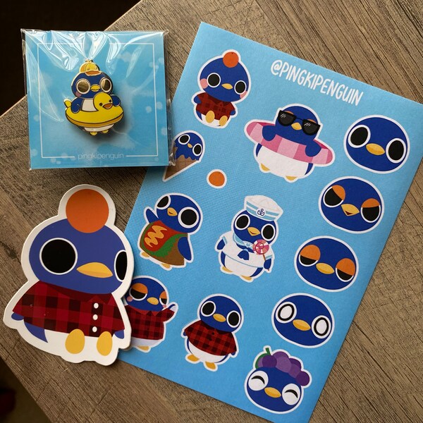 Pingki Penguin Blue Buddy Thigh High Socks - Etsy